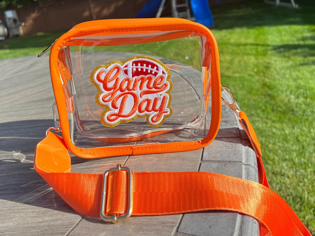 Orange Game Day Clear Stadium Bag, Option to Add Custom Chenille Letter ...