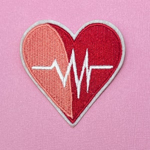 Nurse Beating Heart Embroidery Iron on Patch, Heartbeat Nurse and ...