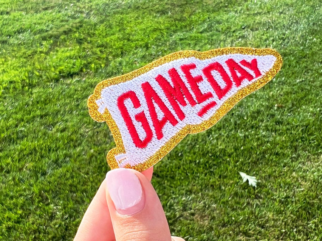Red Game Day Football Self-adhesive & Iron-on Patch, Mini Game Day ...