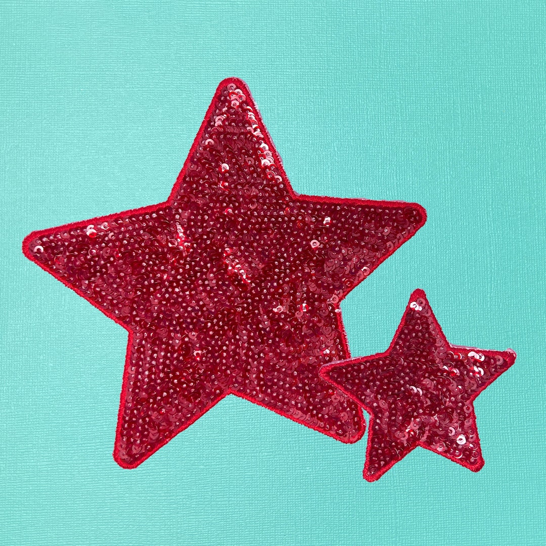 Red Sequin Star Iron-on Patch, Large 5" Star or Small 2.5" Star - Etsy