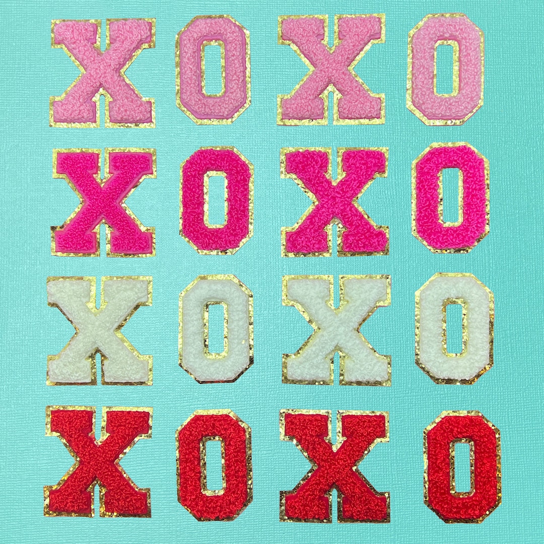 XOXO Letters Set of 4 Chenille Patches, 2.2" Self Adhesive Varsity ...