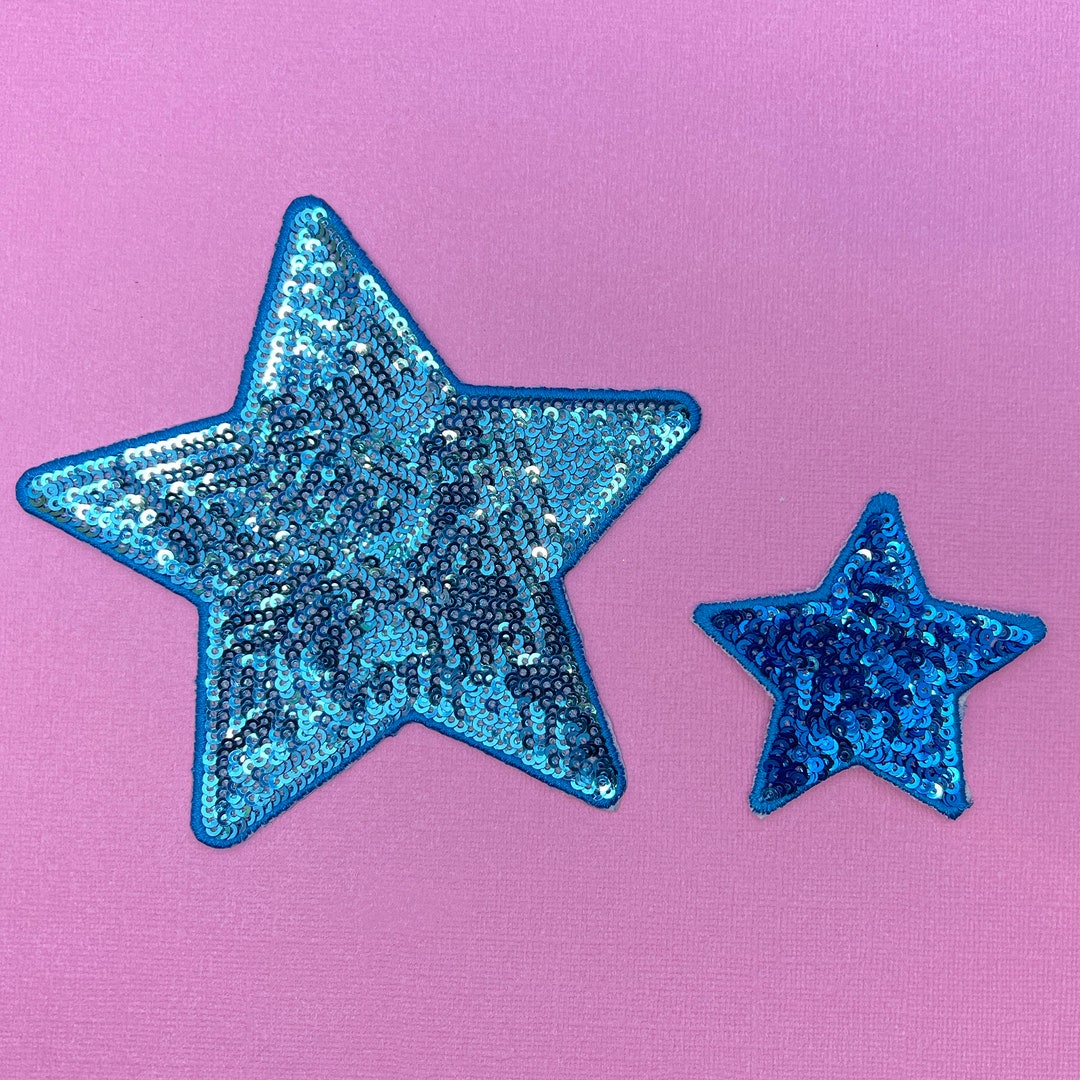 Blue Sequin Star Iron-on Patch, Large 5 Star or Small 2.5 Star - Etsy
