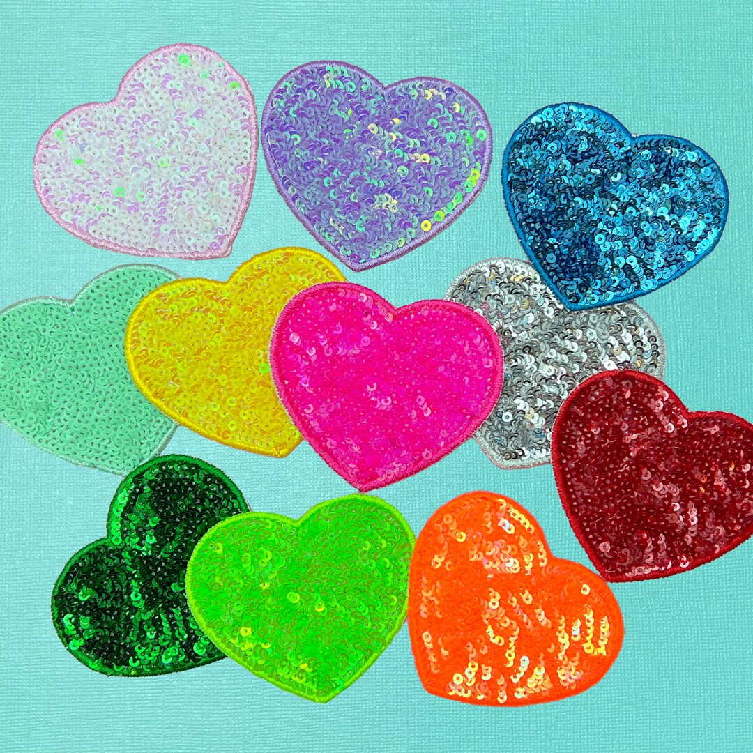 Sequin Heart Iron-on Patch - Etsy