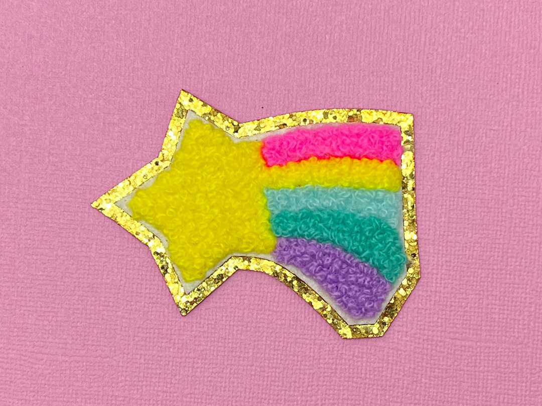 Shooting Star Chenille Iron on Patch With Rainbow, 2 X 3 - Etsy
