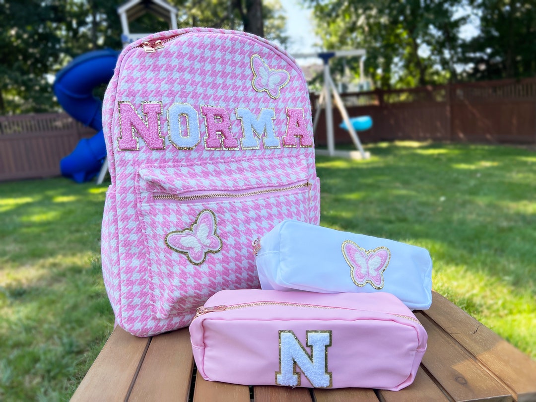 Personalized Girls Backpack With Patches, 3 Piece Set With Pencil Cases ...