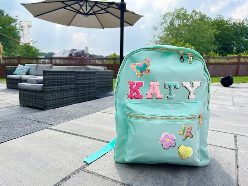 Custom Nylon Backpack With Patches, Personalized Kids School Bag ...