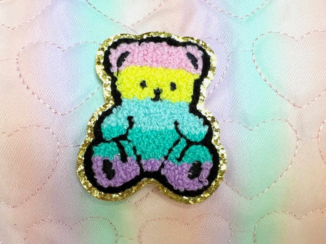 Teddy Bear Chenille Iron on Patch, Rainbow Colorful, 2.5 X 2.8 - Etsy