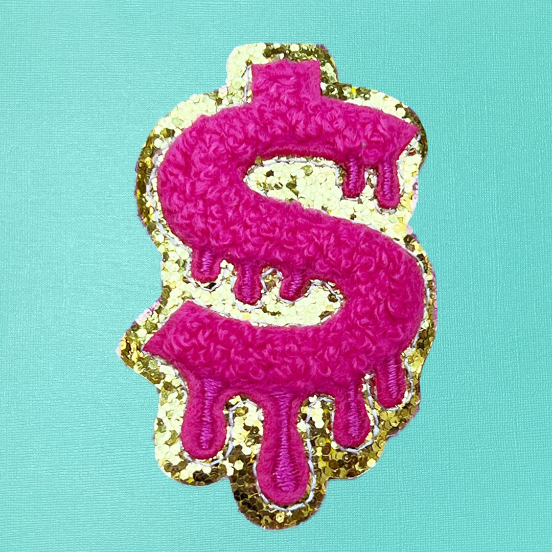Hot Pink Dripping Money Dollar Sign Chenille Iron on Patch - Etsy