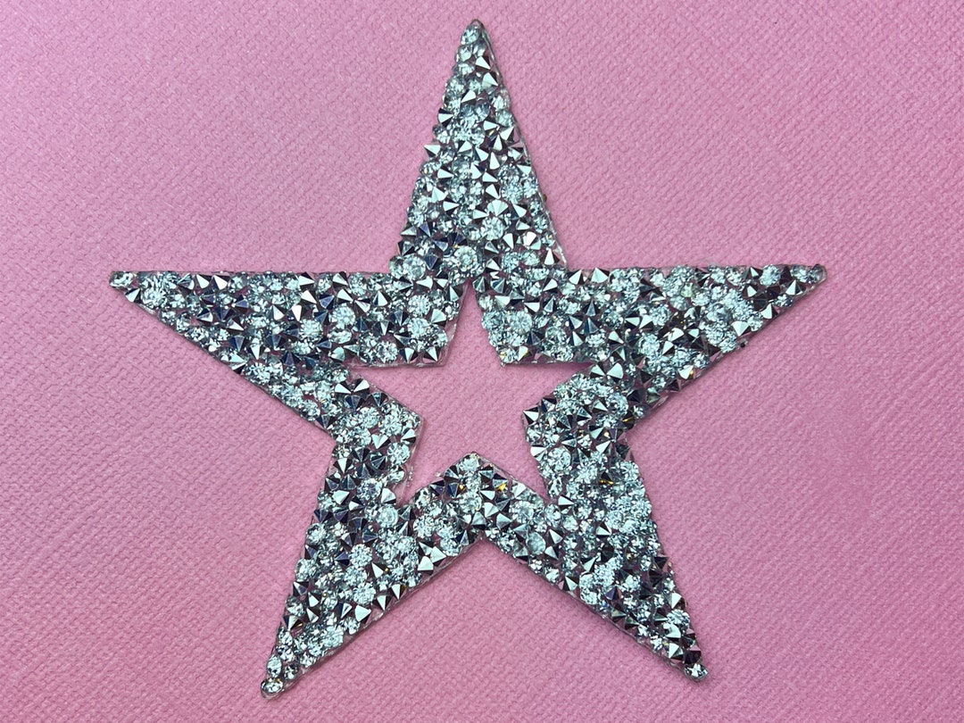 Large Silver Rhinestone Star With Center Cutout Iron-on Patch - Etsy