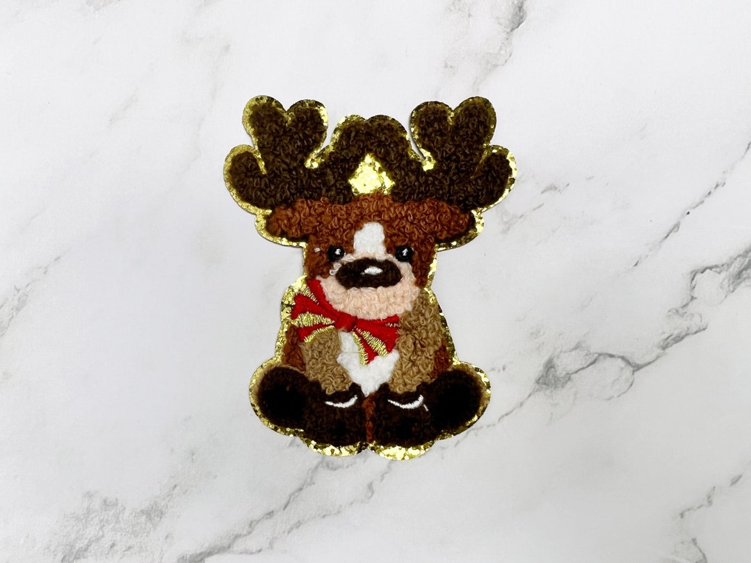 Christmas Moose Reindeer Chenille Iron-on Patch, Holiday DIY Patches, Christmas Decor - Etsy