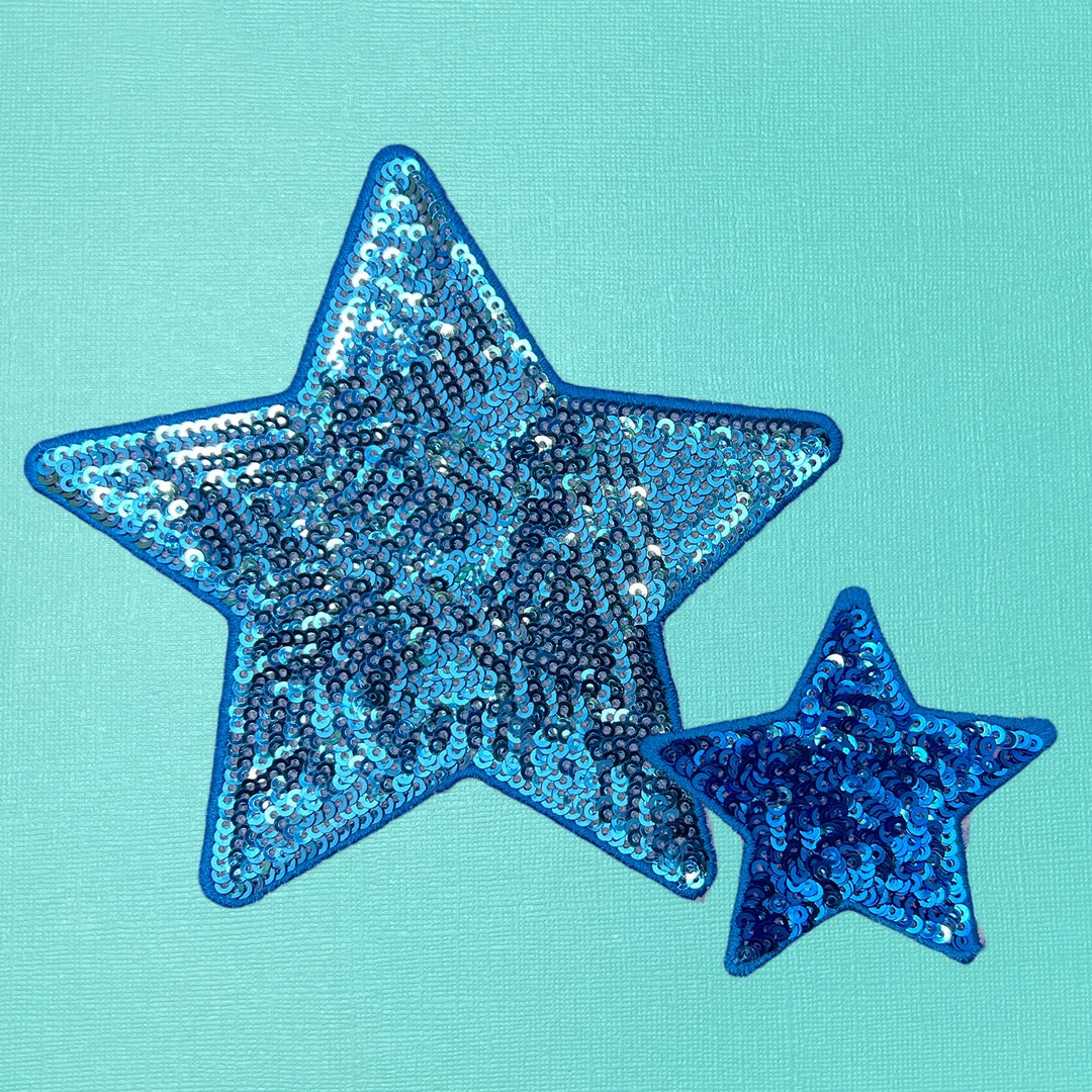 Blue Sequin Star Iron-on Patch, Large 5" Star or Small 2.5" Star - Etsy