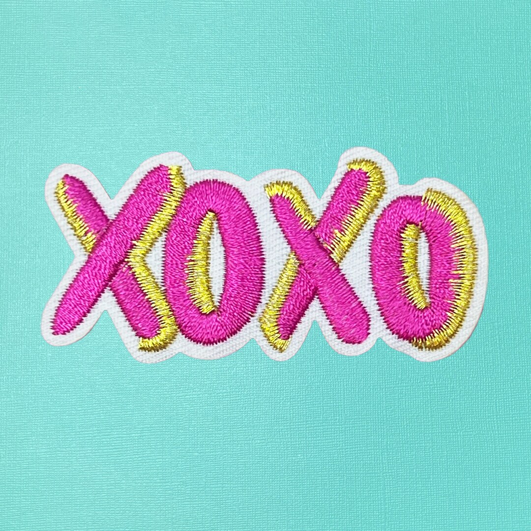 XOXO Patch Pink and Gold Valentines Day Chenille Iron on Patches - Etsy