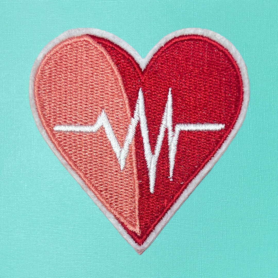 Nurse Beating Heart Embroidery Iron on Patch, Heartbeat Nurse and ...