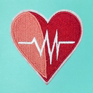 Nurse Beating Heart Embroidery Iron on Patch, Heartbeat Nurse and ...