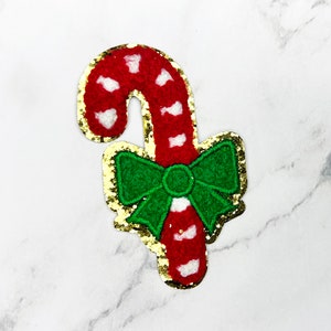 Candy Cane Peppermint Chenille Iron-on Patch, Holiday DIY Patches ...