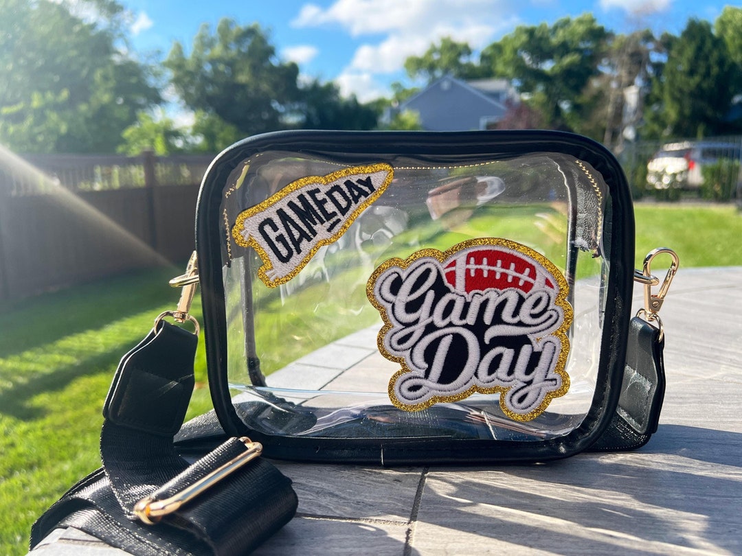 Black White Game Day Clear Stadium Bag, Option to Add Custom Chenille ...
