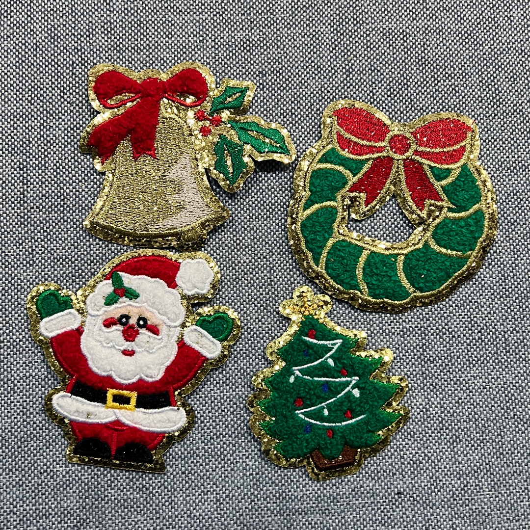 Christmas Chenille Iron-on Patches, Holiday DIY Patches, Christmas ...