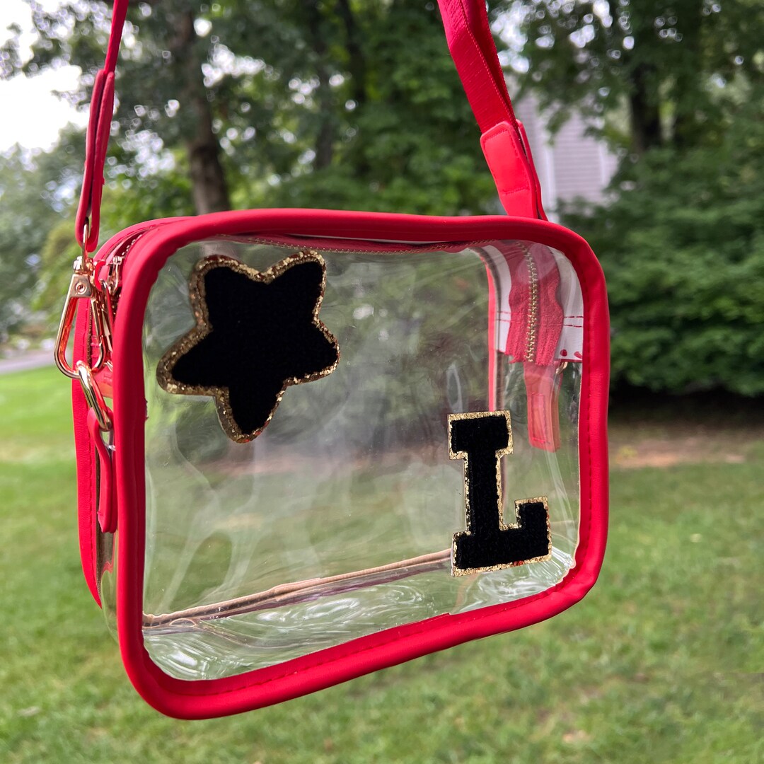 Red Clear Stadium Bag, Personalized Clear Concert Purse, Clear Football ...