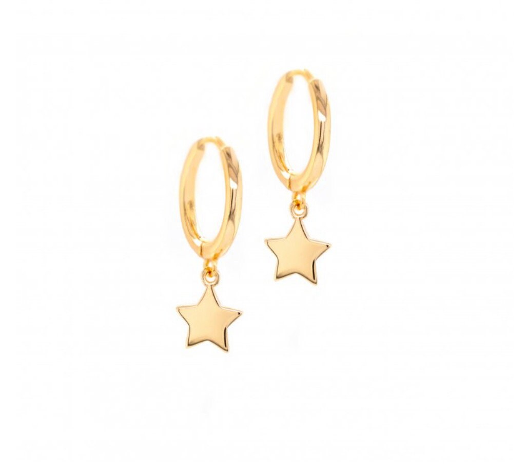 Plain Star Huggies - Sterling Silver - Etsy