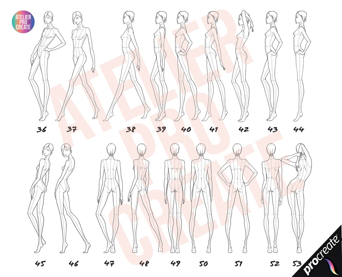 53 PROCREATE FASHION FIGURES Body Stamps 9-head Poses - Etsy Canada