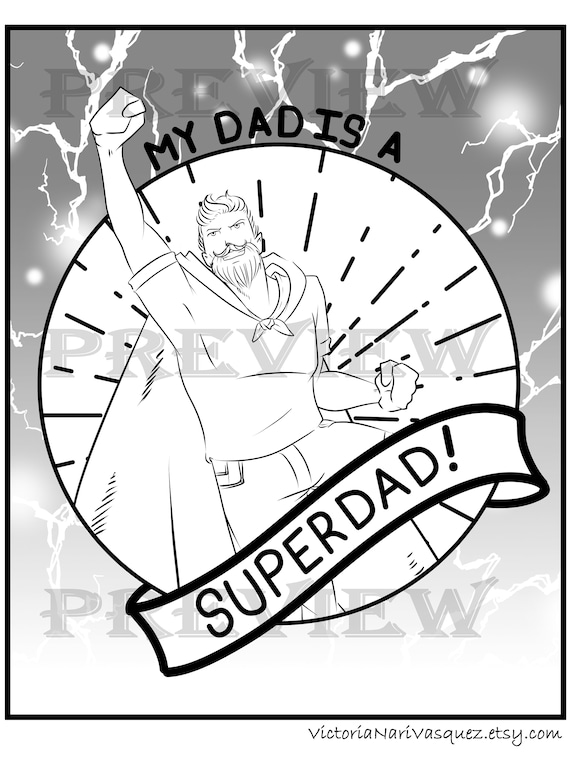 Superdad Coloring Pages 2 PAGES | Etsy