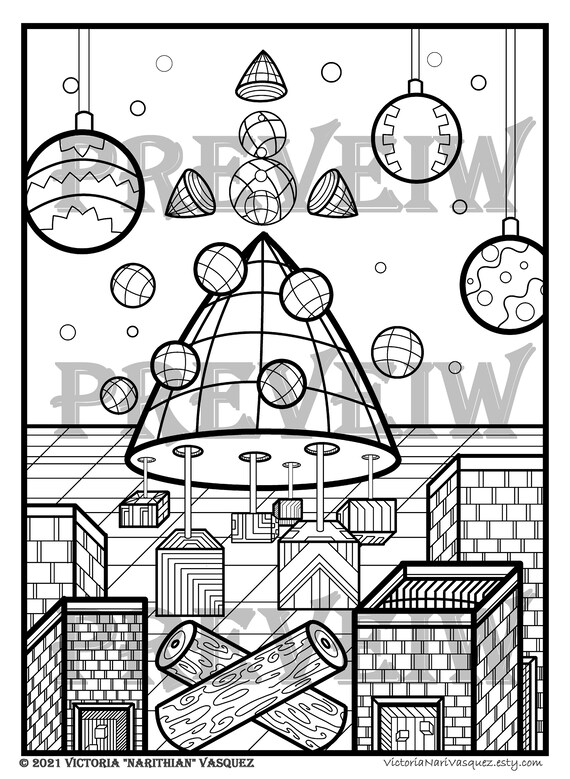 Christmas Coloring Pages Geometric Design Christmas Coloring Page