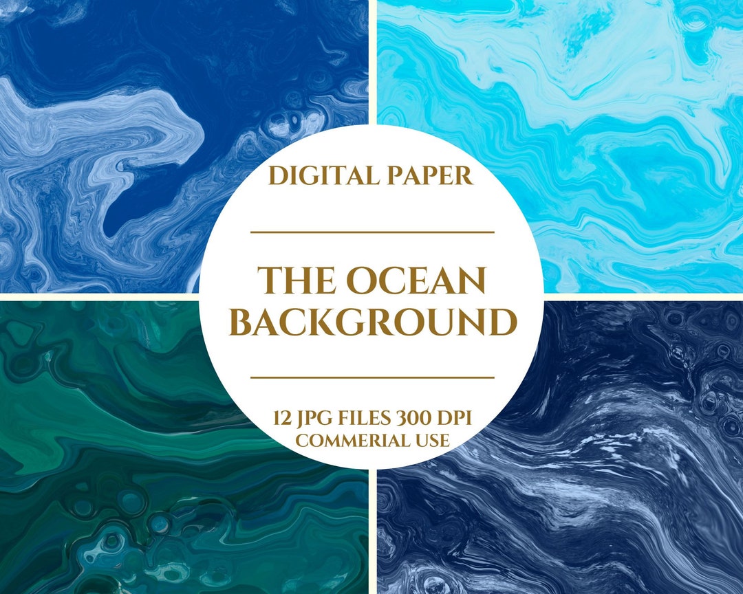 The Ocean Background Digital Paper, Wave Patterns, Marine Textures ...