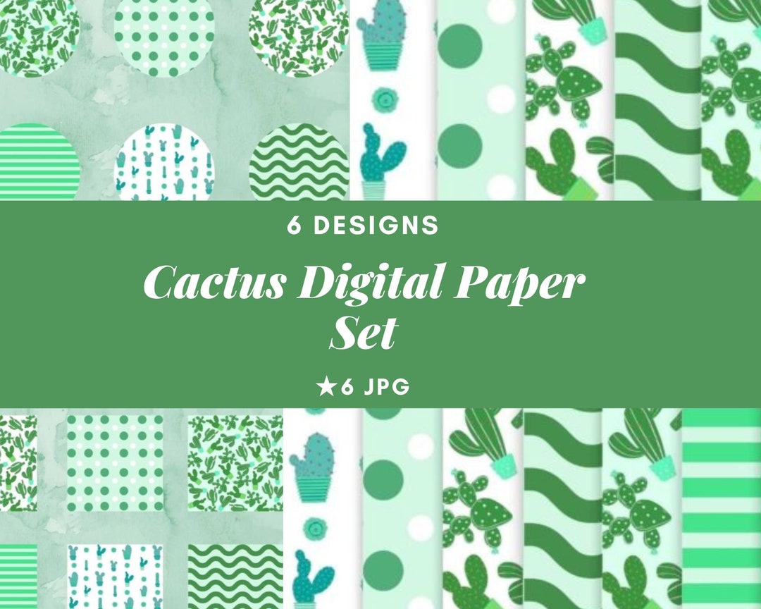 Cactus Digital Paper, Commercial Use Digital Paper, Cactus Clipart ...