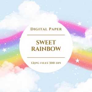 Sweet Rainbow Digital Paper, Rainbow Backgrounds Pattern Papers ...