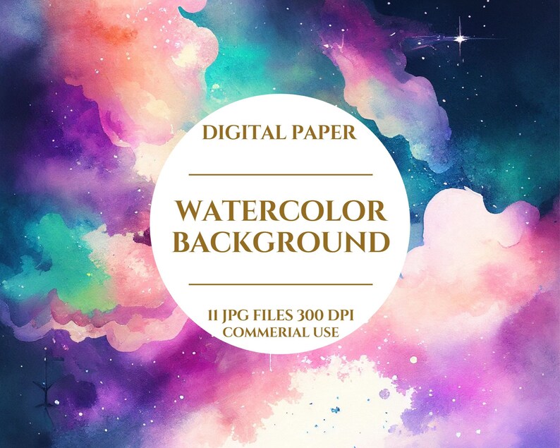 Watercolor Background Digital Paper, Captivating Background Collection ...