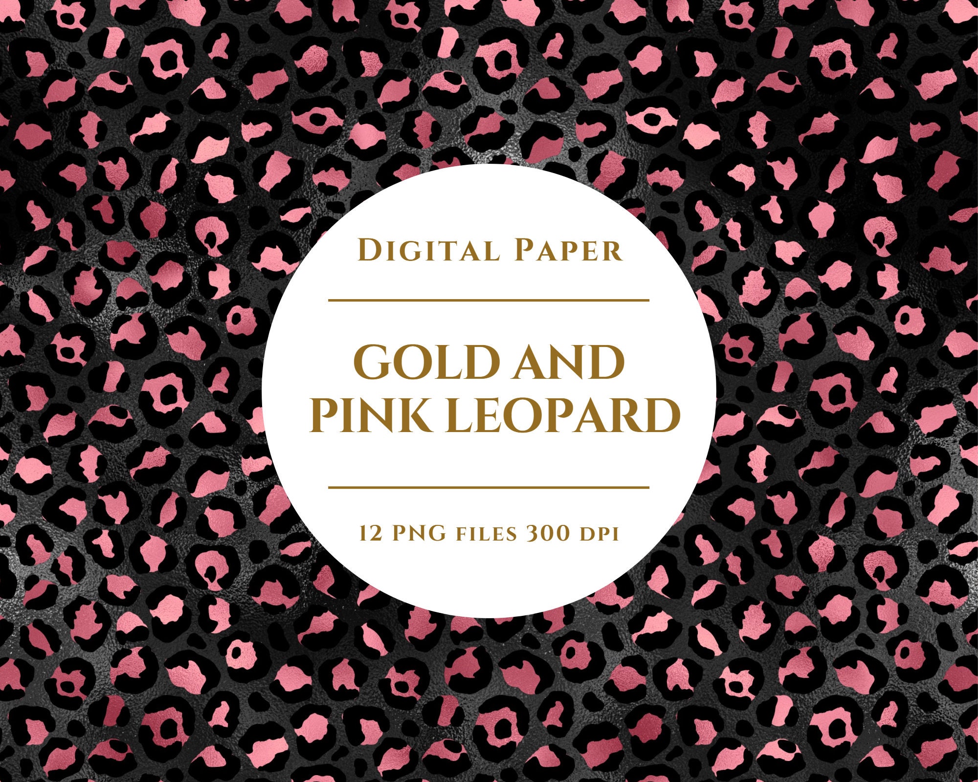 Gold and Pink Leopard Digital Paper, Scrapbook Paper Art Deco, Leopard ...