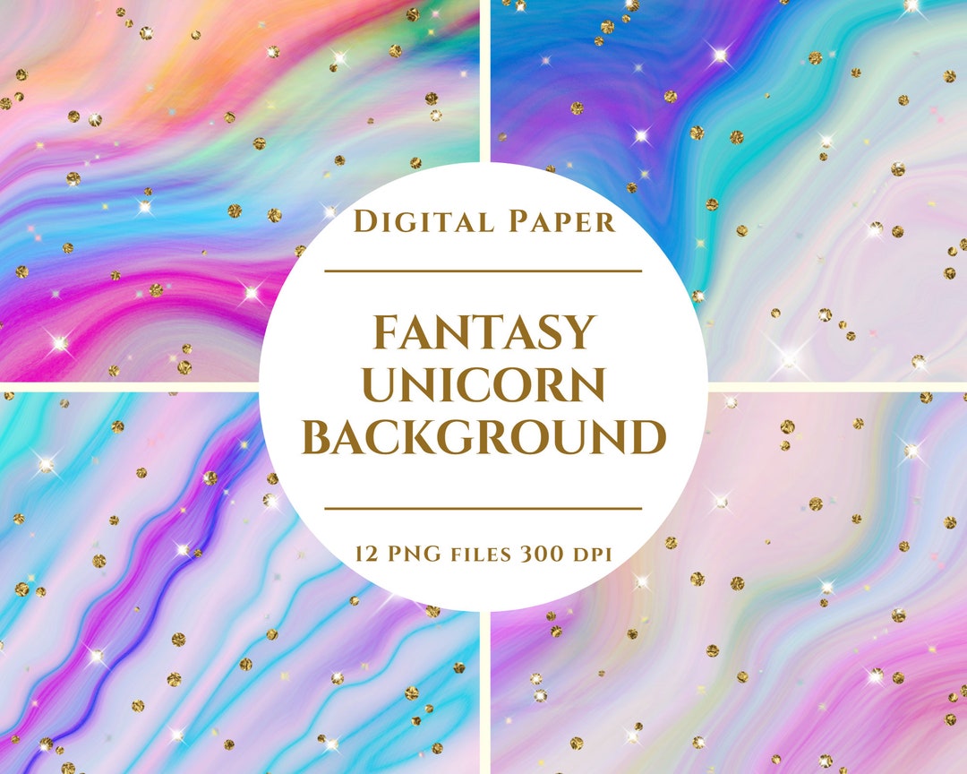 Fantasy Unicorn Background Digital Paper, Backgrounds Instant Download ...