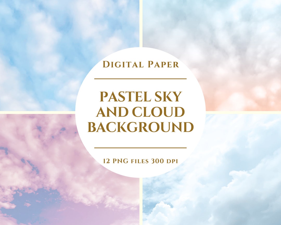 Pastel Sky and Cloud Background Digital Paper, Clouds Galaxy Background ...