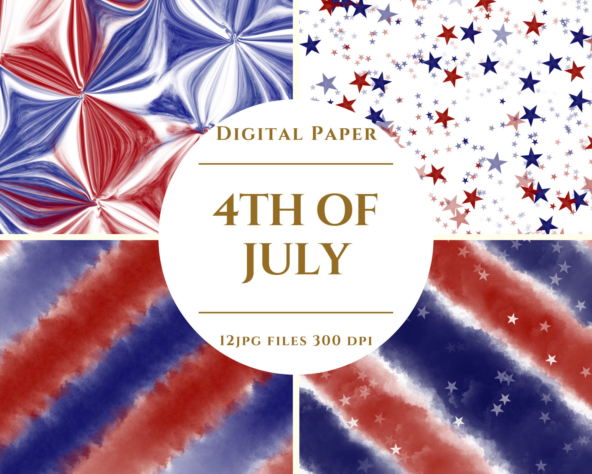 4th of July Digital Paper, USA Patriotic Digital Paper Independence Day ...