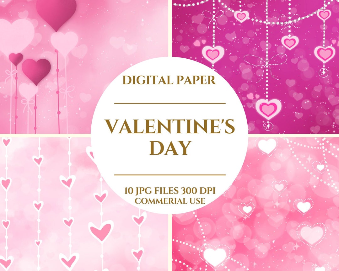 Valentine's Day Digital Paper, Love is in the Air Valentine's Day ...