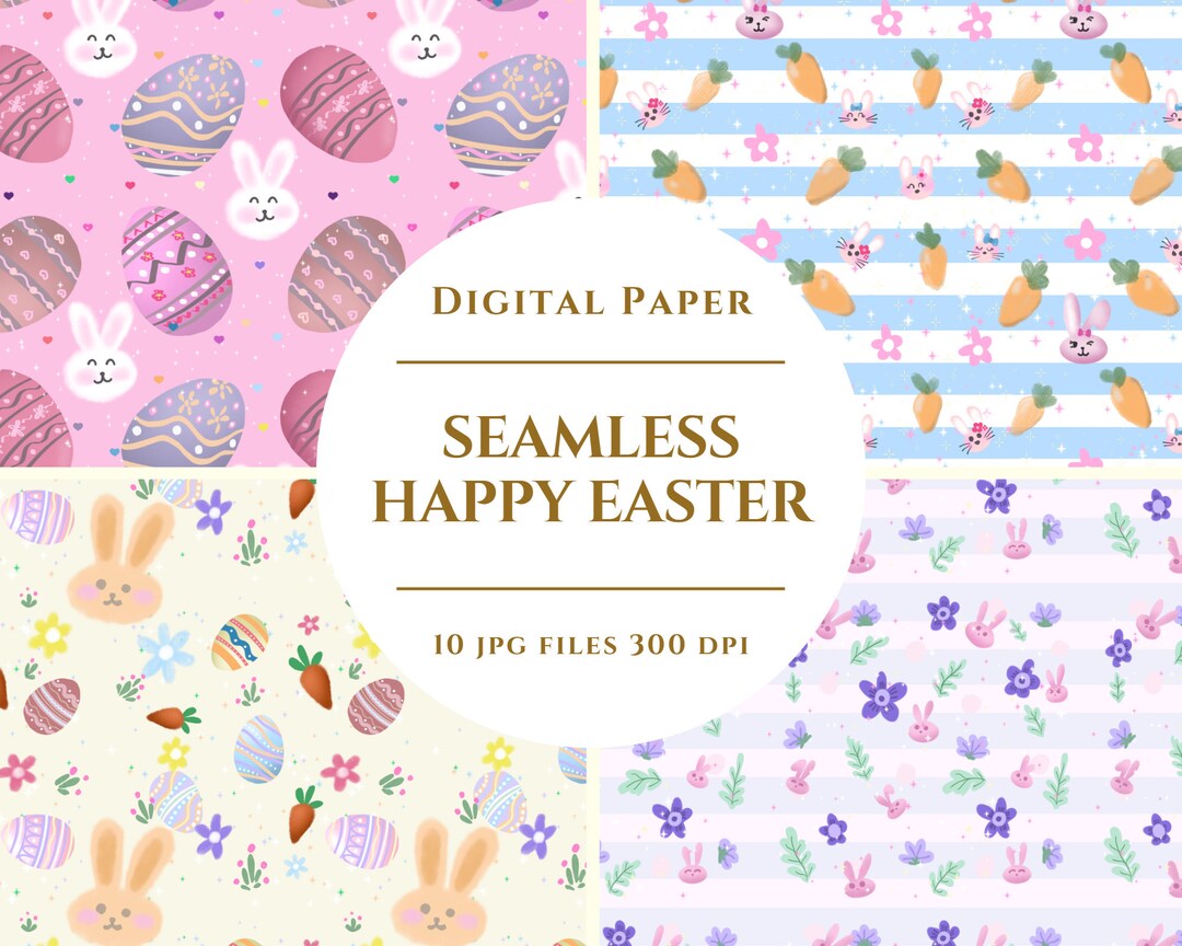 Seamless Happy Easter Digital Paper, Easter Seamless Pattern, Wedding ...