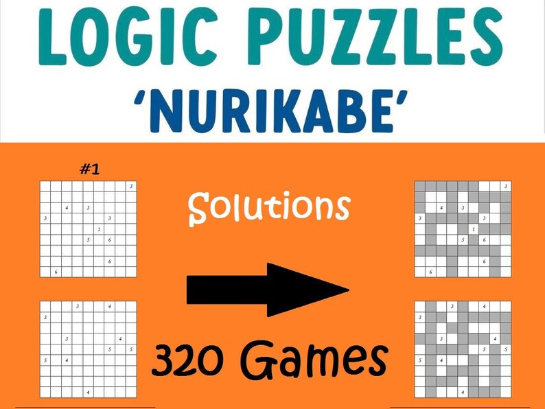 Logic Puzzles Nurikabe - 320 Puzzles With Solutions - Commercial Use ...