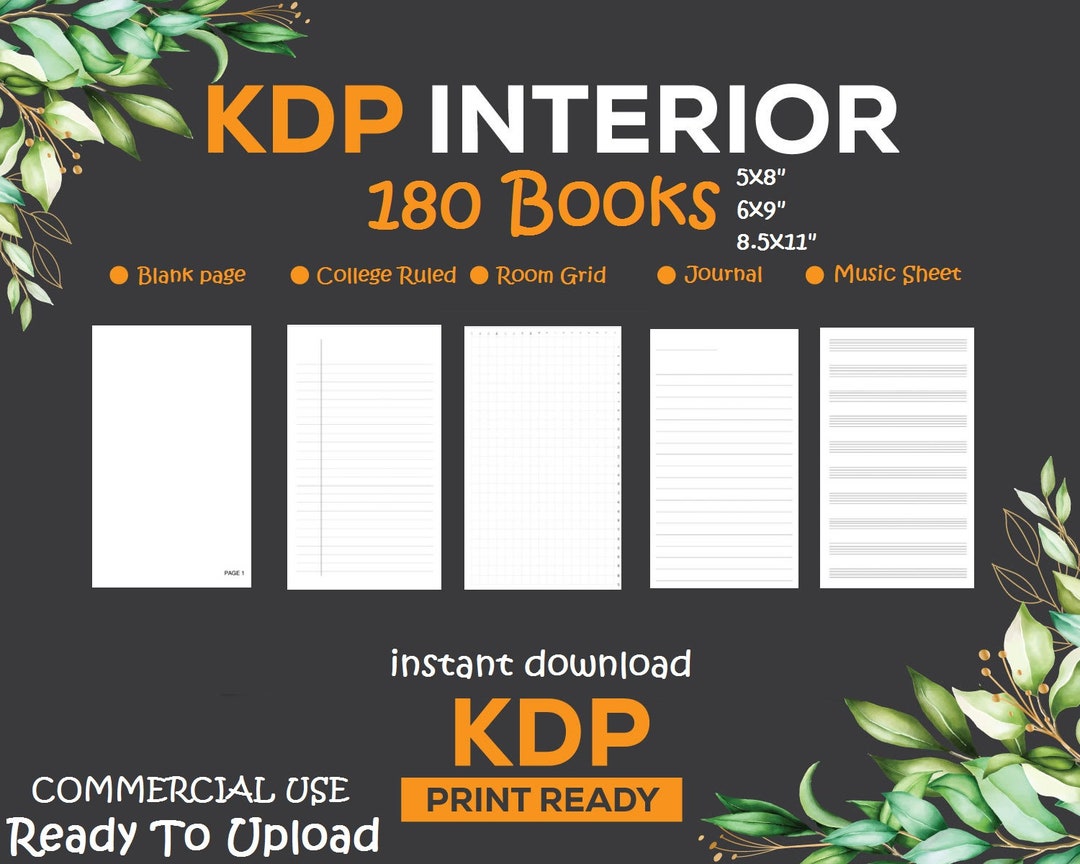 KDP Interior Download Blank Page, College Ruled, Room Grid, Journal ...