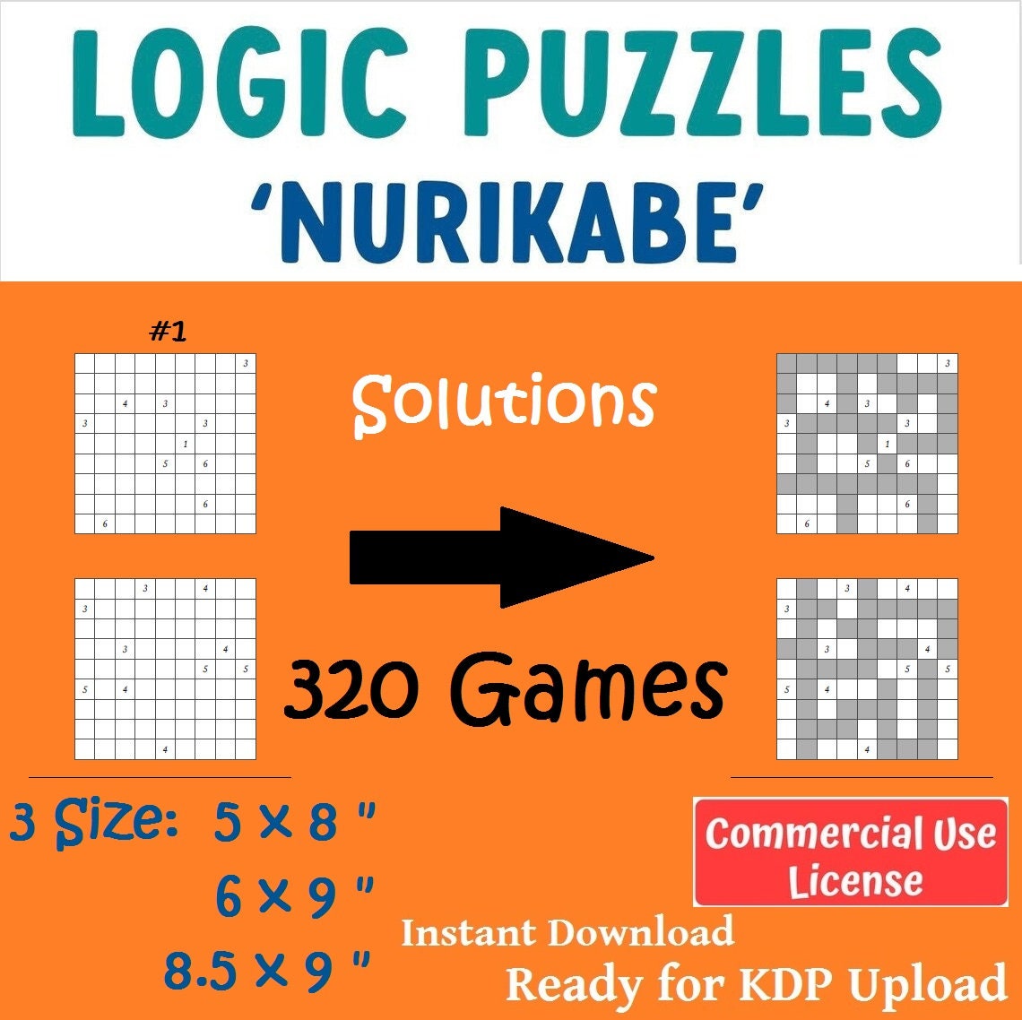 Logic Puzzles Nurikabe - 320 Puzzles With Solutions - Commercial Use ...