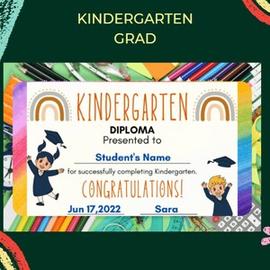 Kindergarten Grad | End of Year Pre-k Graduation | EDITABLE for ...