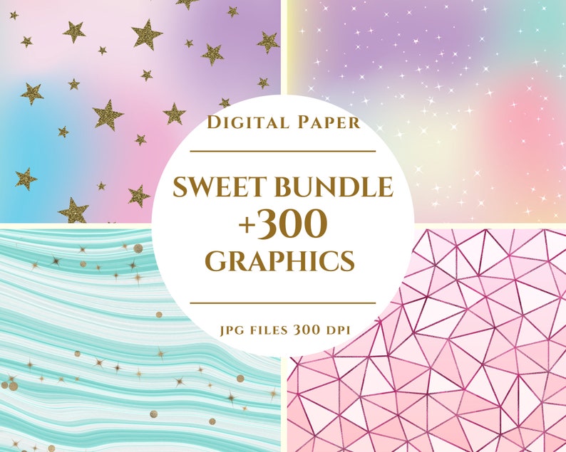 Sweet Digital Paper Bundle, Sweet Clipart, Sweet Watercolor Background ...