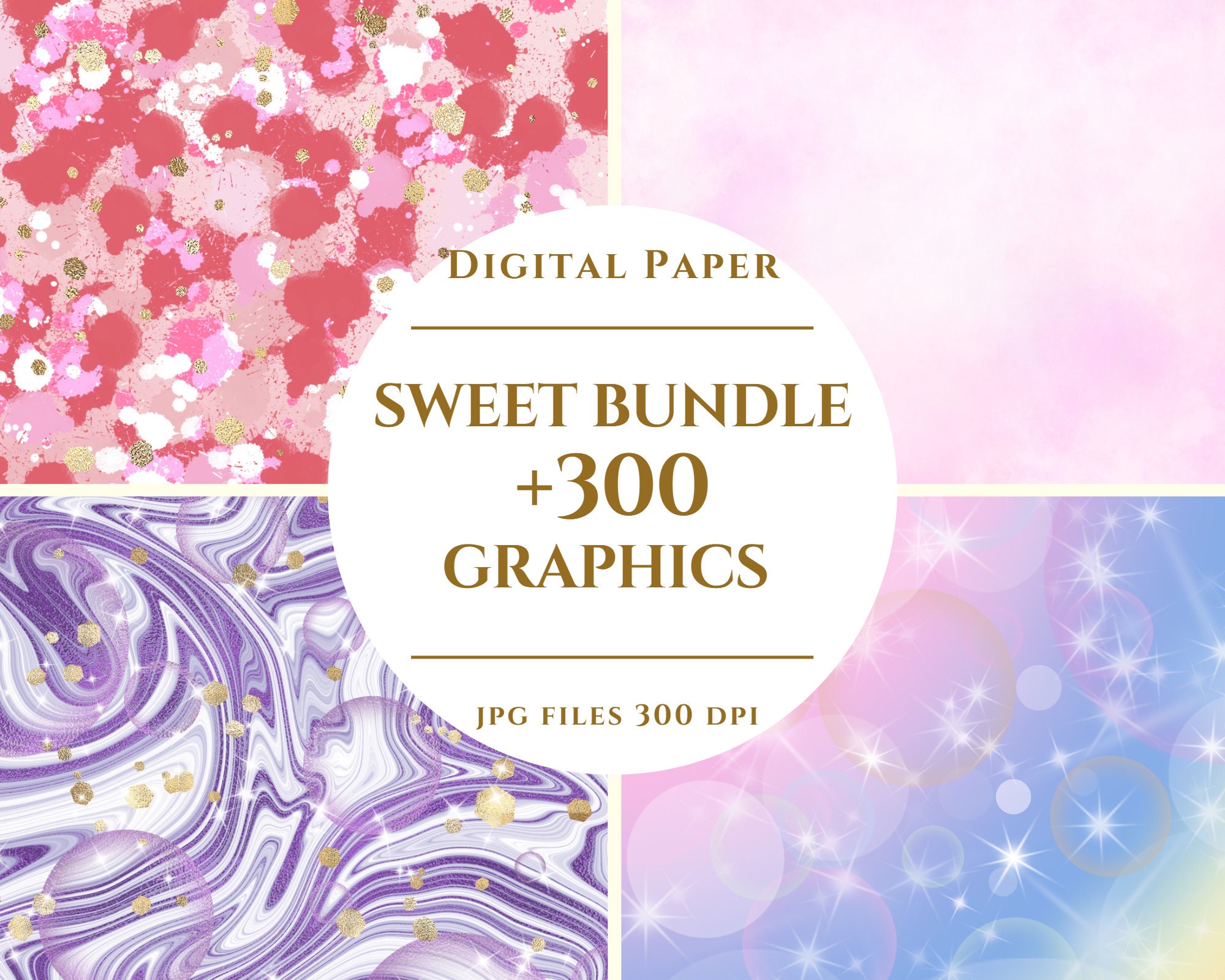Sweet Digital Paper Bundle, Sweet Clipart, Sweet Watercolor Background ...