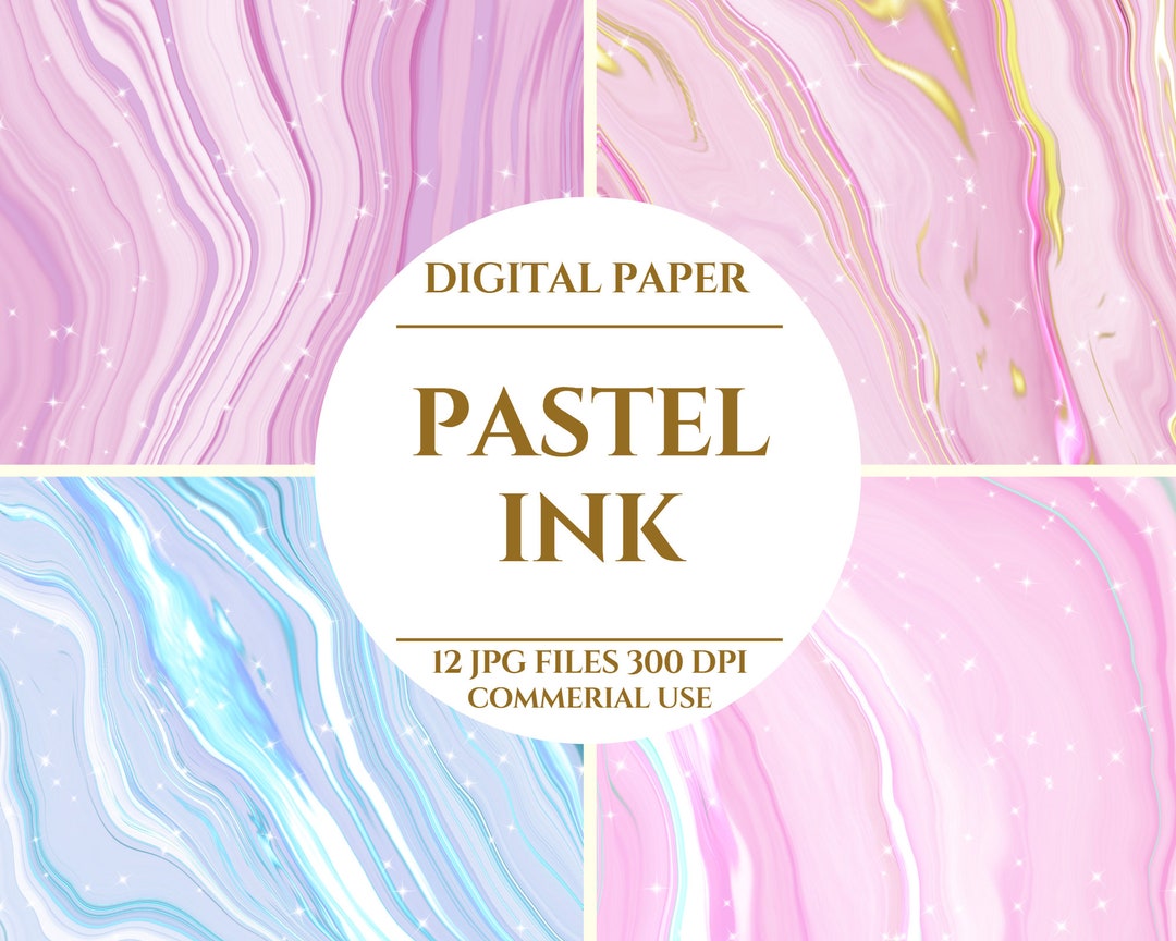 Pastel Ink Digital Paper, Pastel Pink and Purple, Pastel Decorations ...