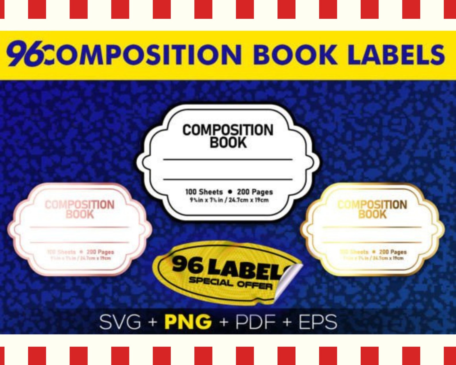 Composition Notebook Labels | 96 Labels | Journal Notebook | Cover ...