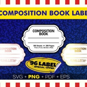 Composition Notebook Labels | 96 Labels | Journal Notebook | Cover ...