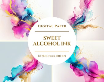 Alcohol Ink Digital Paper Colorful Illustration Alcohol Ink - Etsy