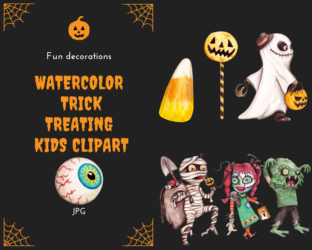 Watercolor Trick & Treating Kids Clipart, Halloween Kids, Halloween ...