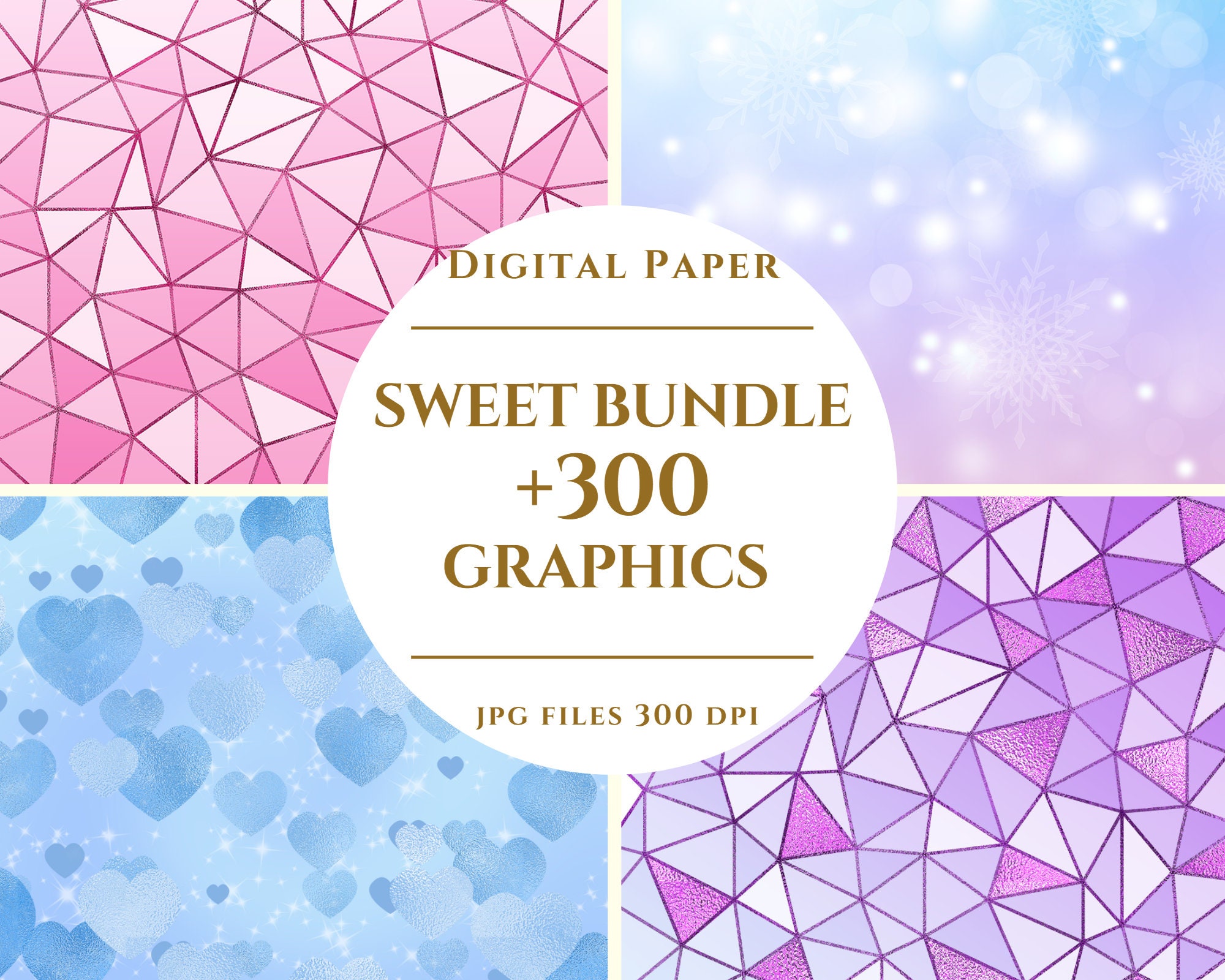 Sweet Digital Paper Bundle, Sweet Clipart, Sweet Watercolor Background ...