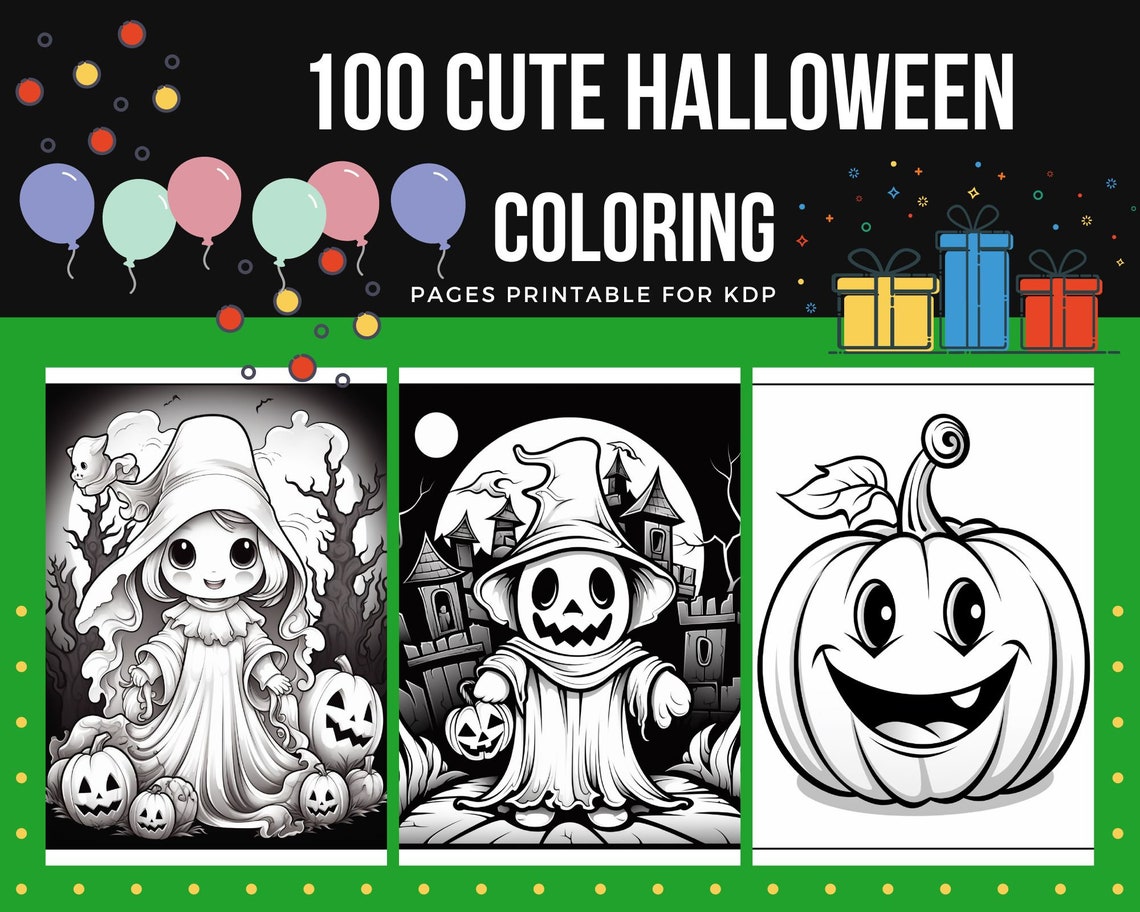 100 Cute Halloween Coloring Pages Printable for Kids PDF Jpg Png File ...