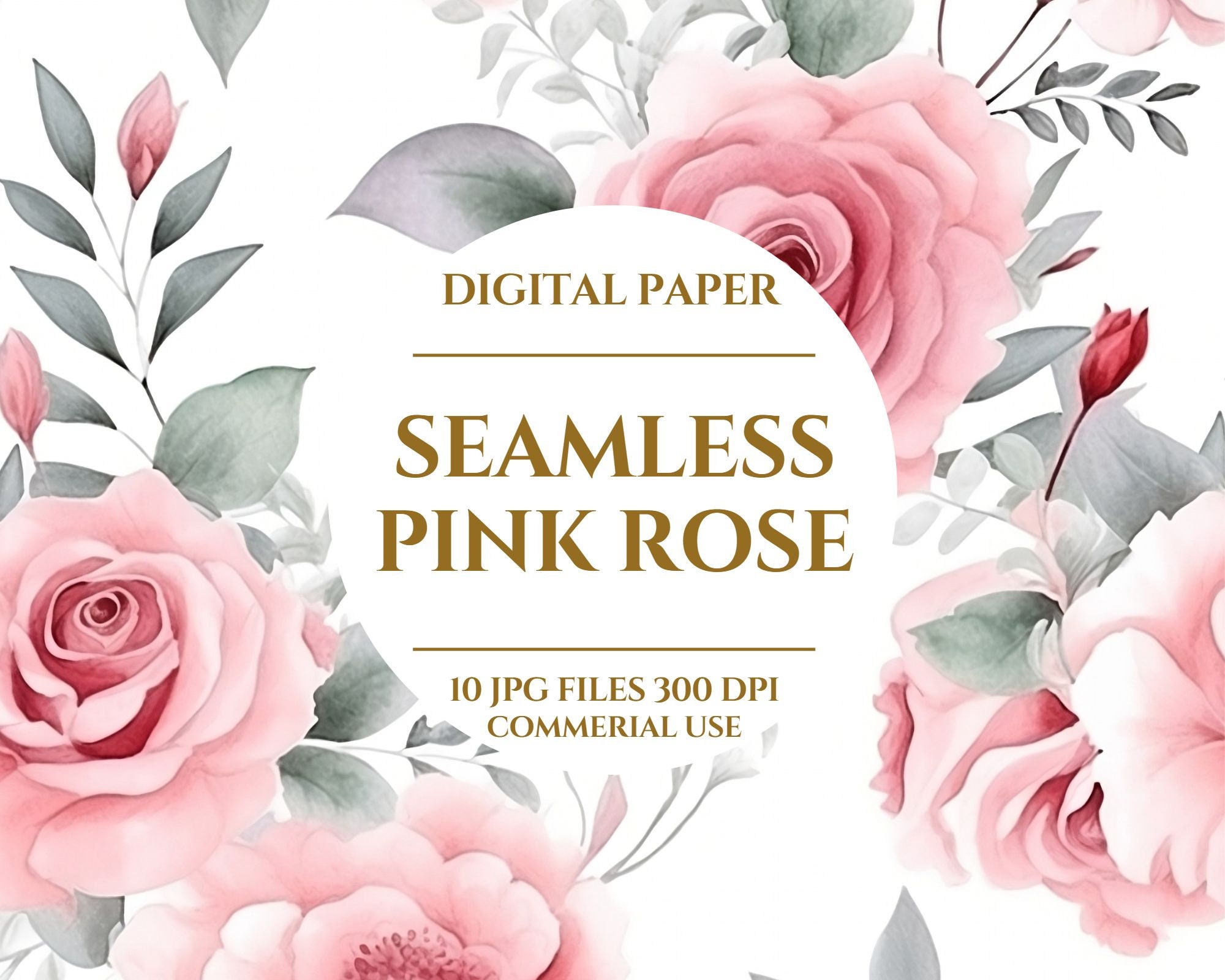 Seamless Pink Rose Digital Paper, Blooming Elegance Seamless Pink Rose ...